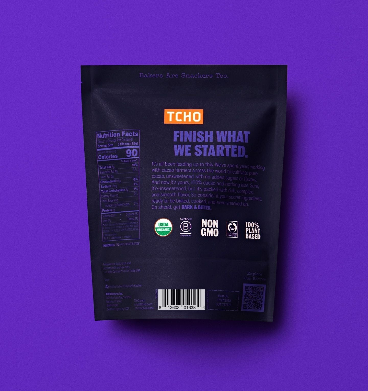 Unsweetened Baking Chocolate - Dark & Bitter 100% | TCHO